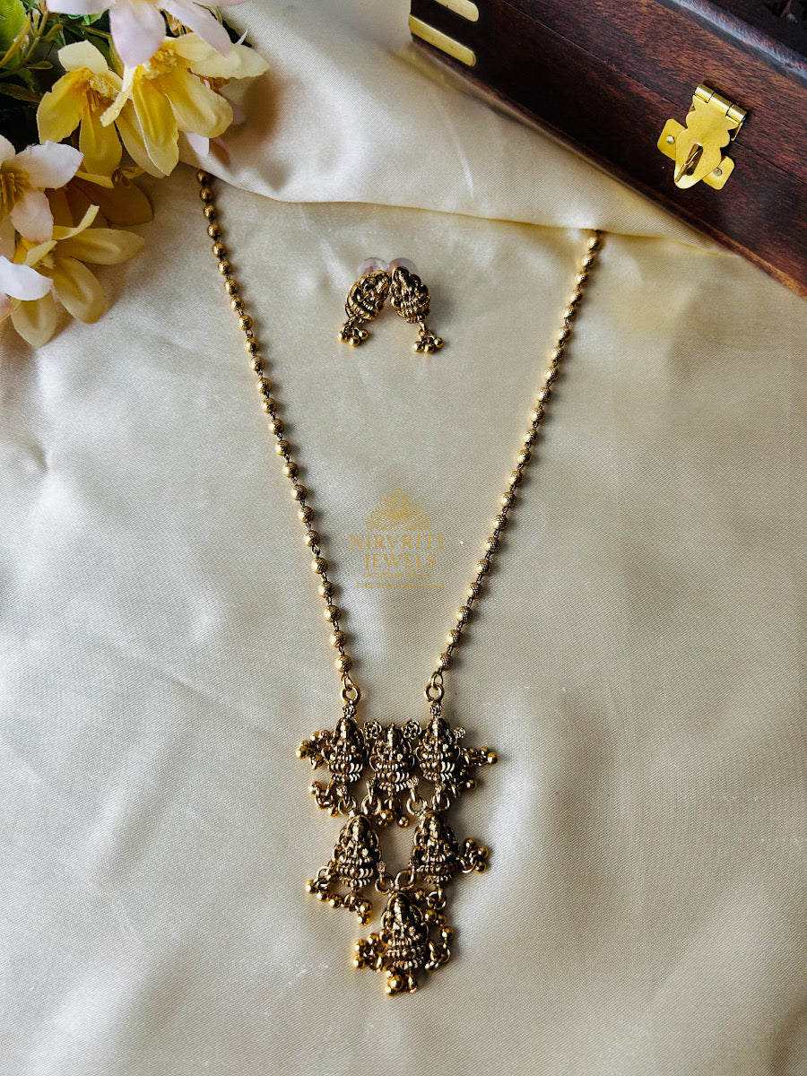 Beautiful antique temple lakshmi haaram with beads chain – The Teal ...