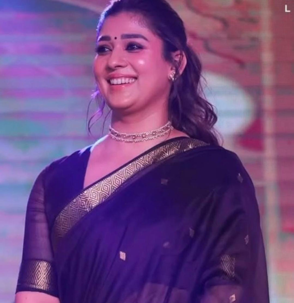 Nayanthara inspired Maheshwari silk cotton saree – The Teal Boutique